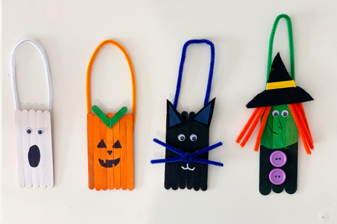 Paddle Pop Stick Halloween Door Hangers | Easy Halloween Craft Idea for ...